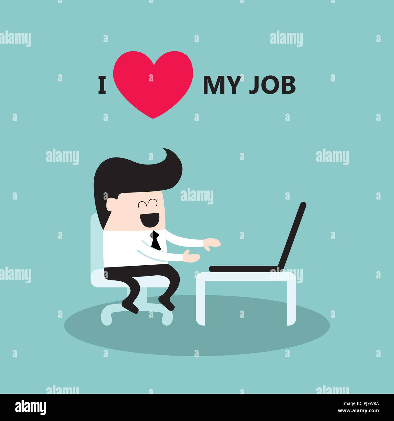 Businessman cartoon character working computer hi-res stock photography ...