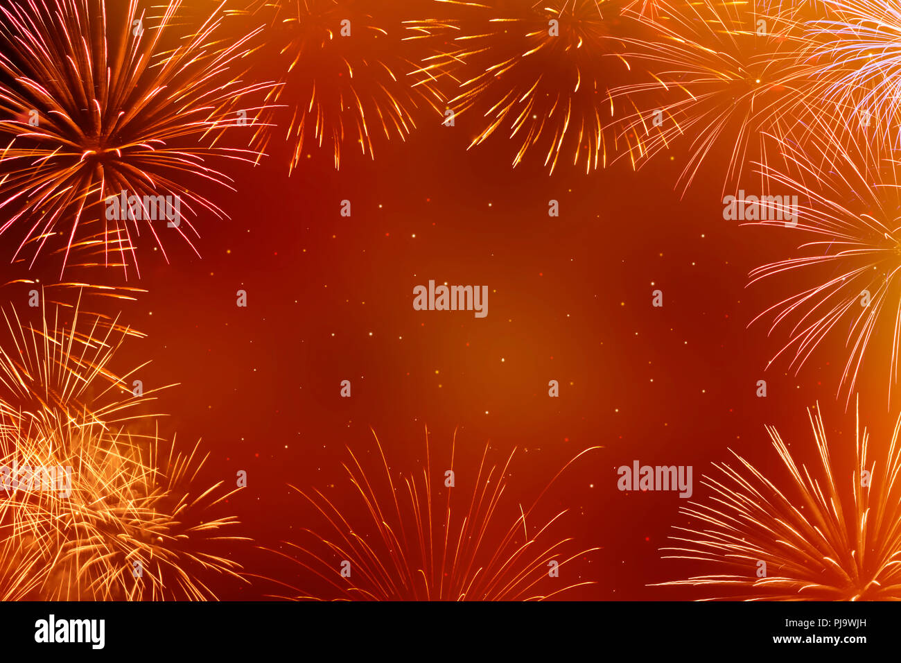 frame of beautiful fireworks Stock Photo - Alamy