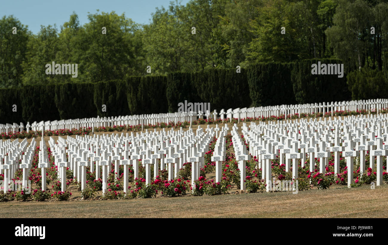 Cemetery outside of the Douaumont ossuary near Verdun France. Memorial ...