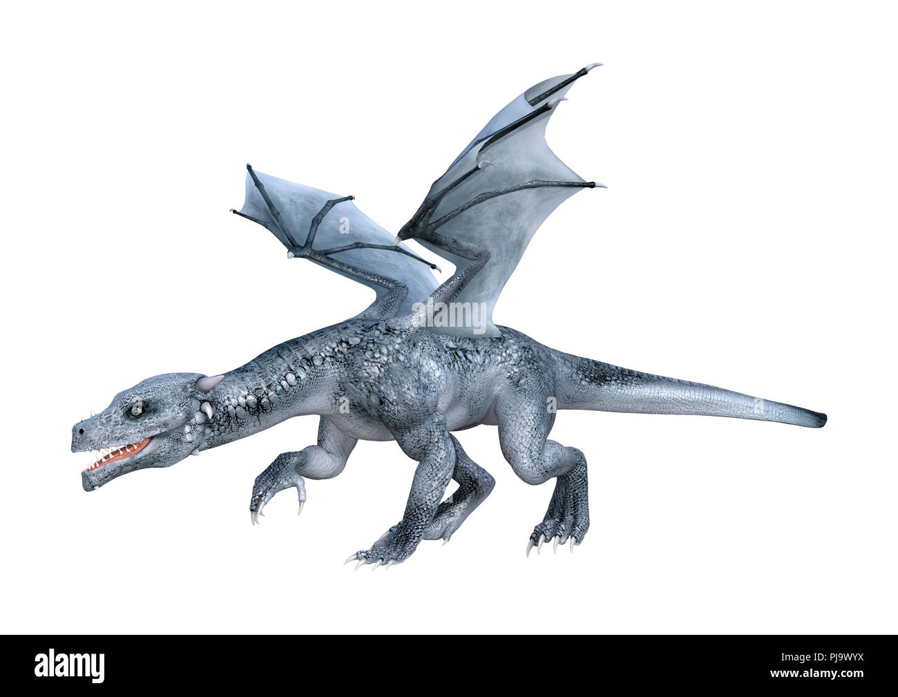 3D rendering of a fantasy dragon whelp isolated on white background ...