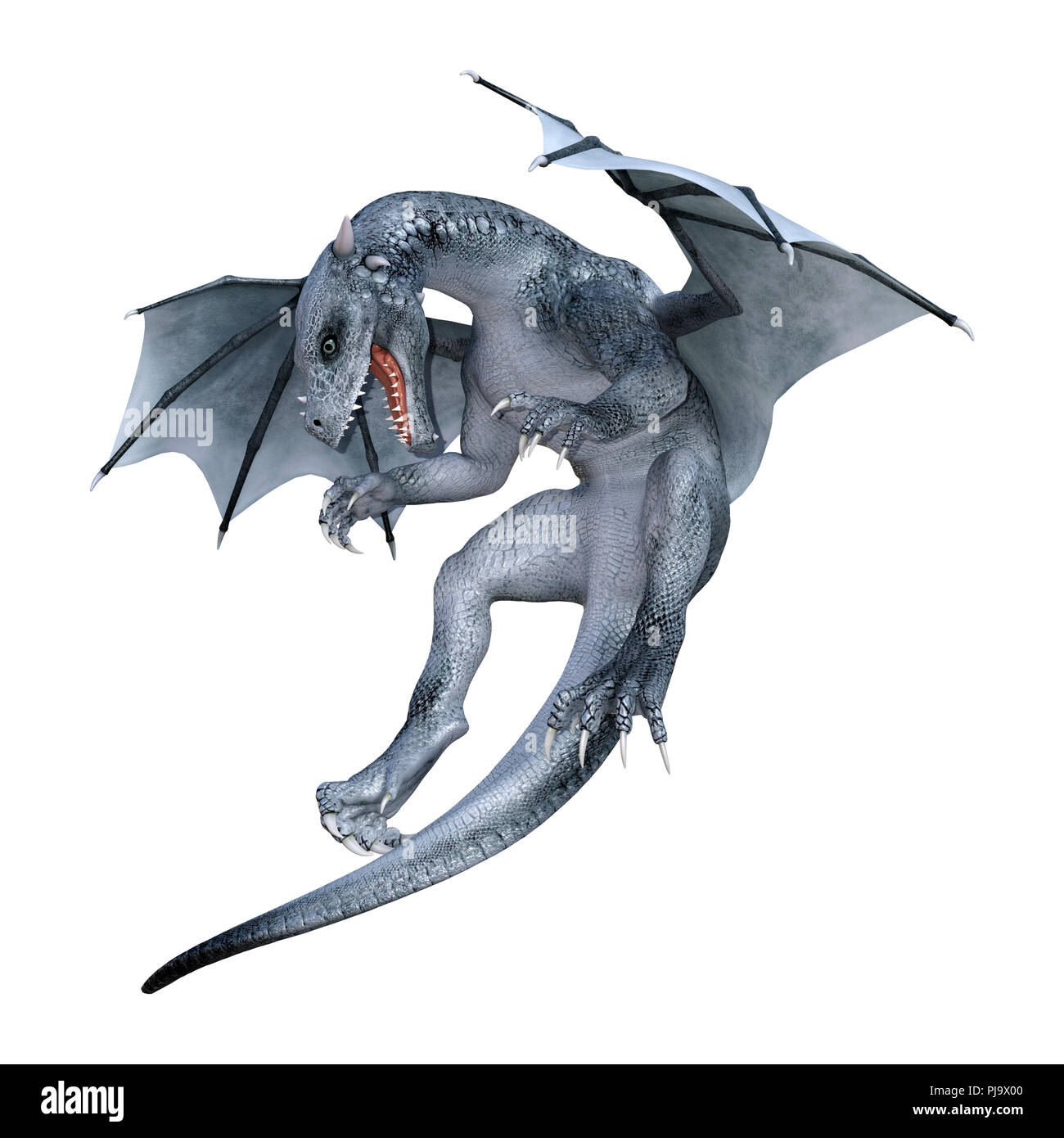 3D rendering of a fantasy dragon whelp isolated on white background ...