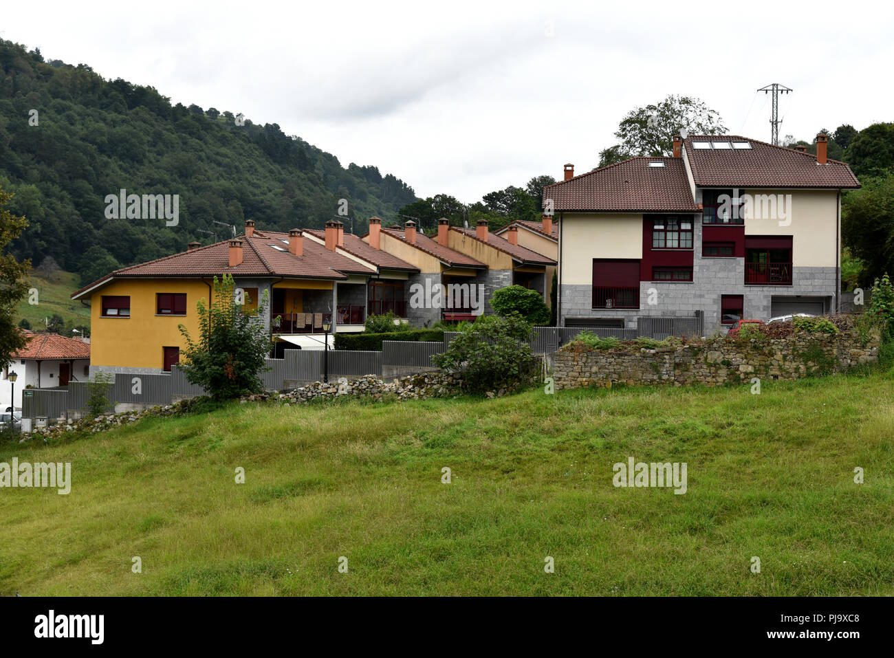 rural landscape with houses in Asturias, Spain Stock Photo - Alamy