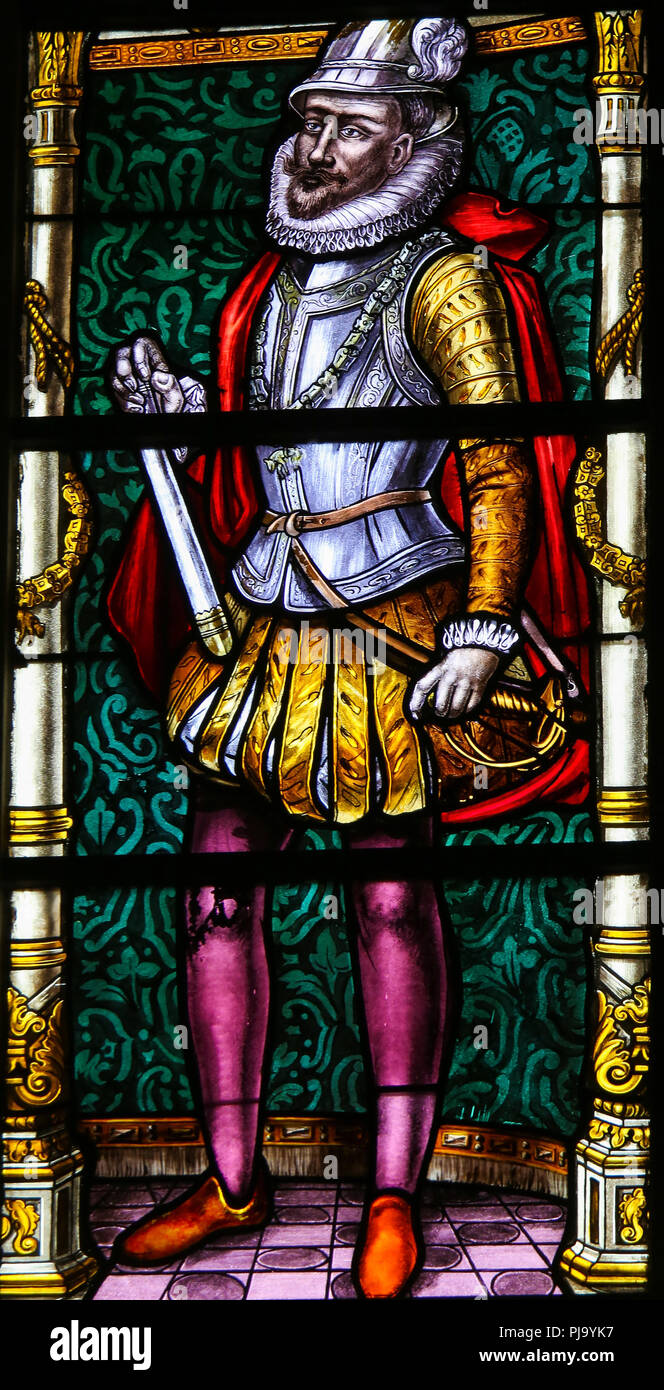 Stained Glass window depicting Albert VII, Archduke of Austria ...