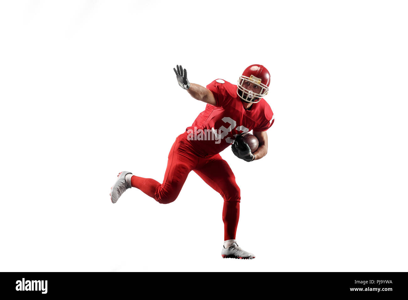 Active one american football player isolated on white background. Fit ...