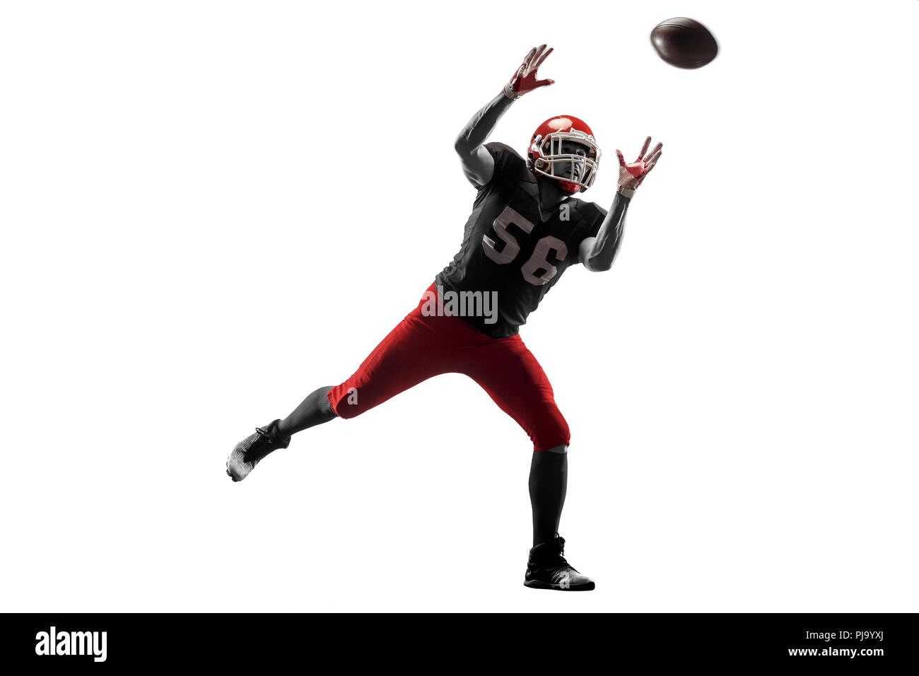 Active one american football player isolated on white background. Fit ...