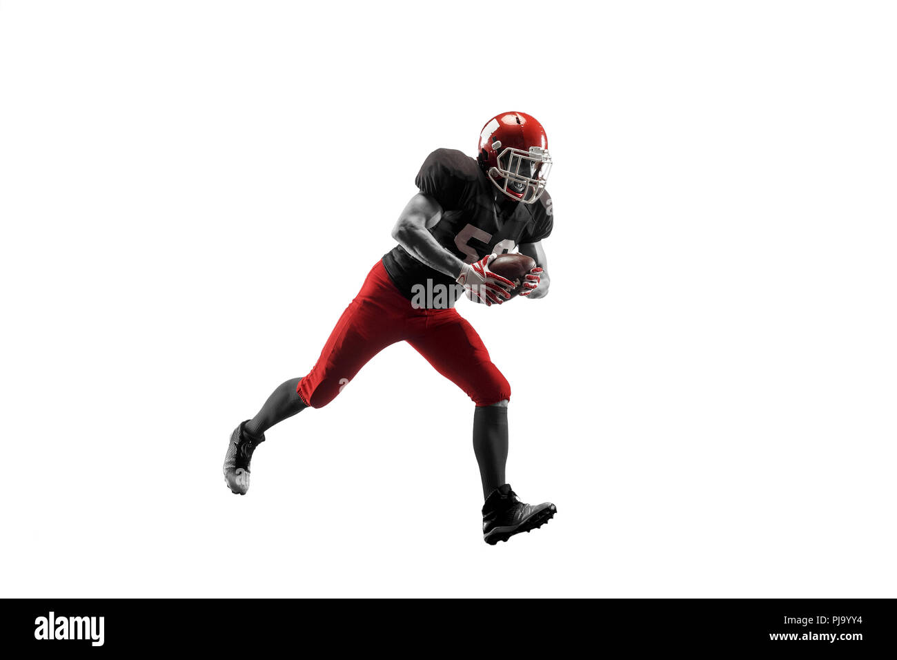 Active one american football player isolated on white background. Fit ...