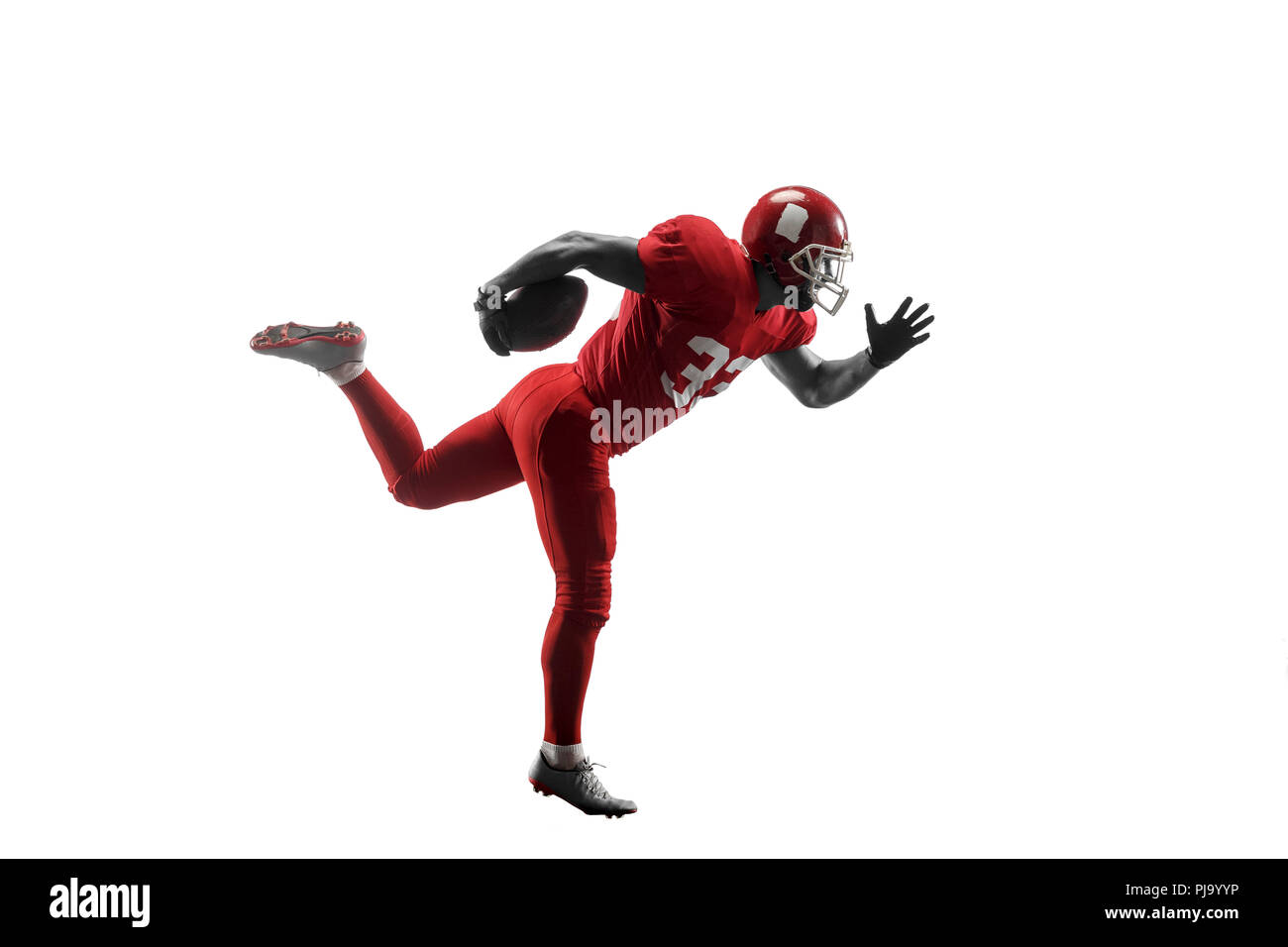 Active one american football player isolated on white background. Fit ...