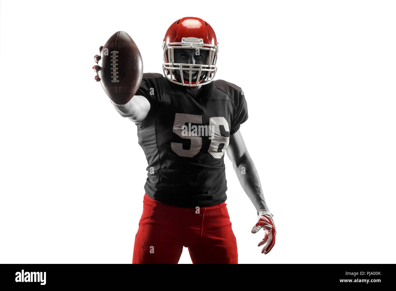 Active one american football player isolated on white background. Fit ...