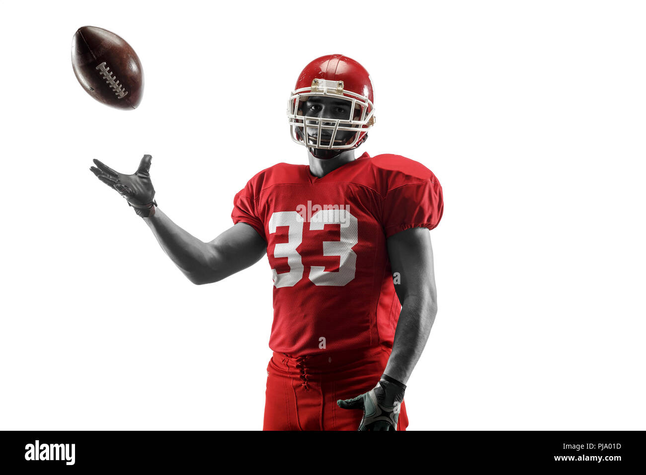 Active one american football player isolated on white background. Fit ...