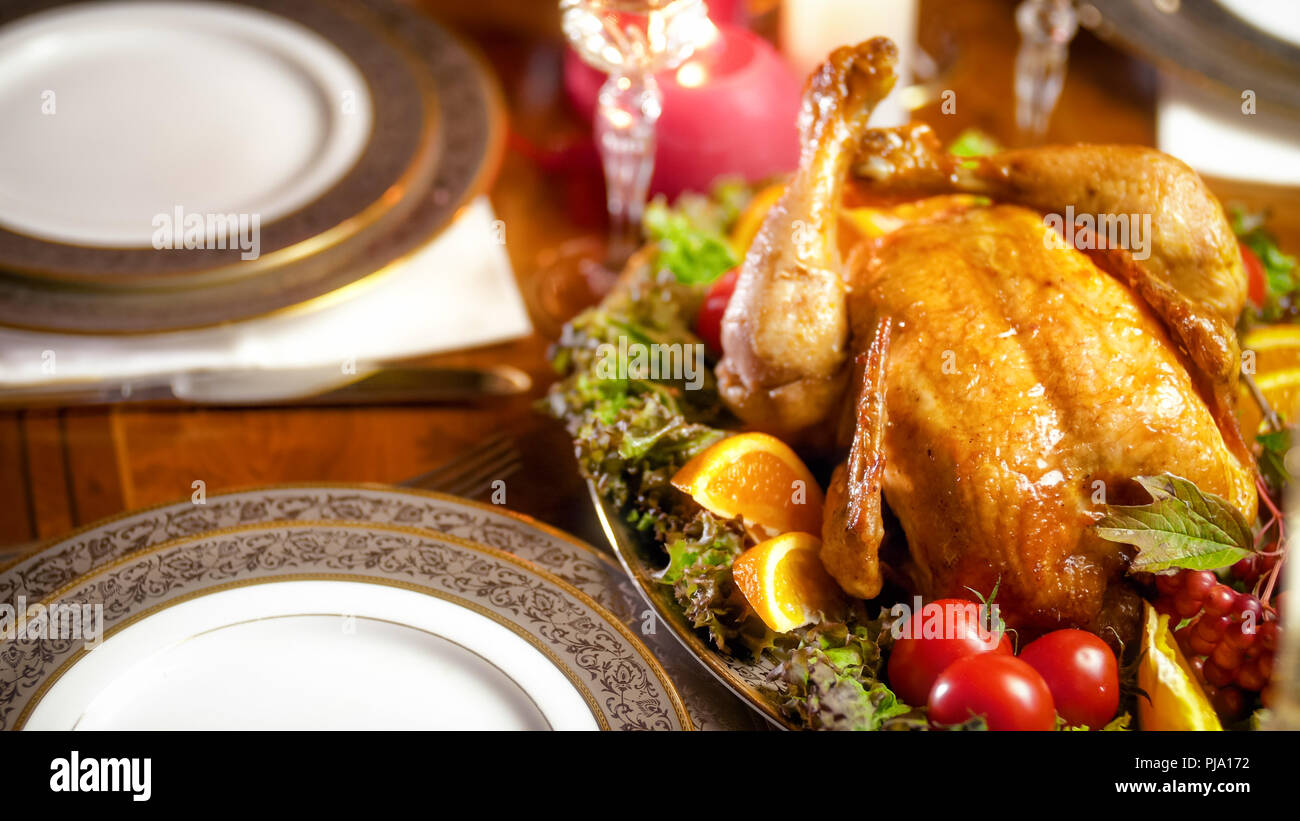 View from top on beautiful served family dinner Stock Photo - Alamy