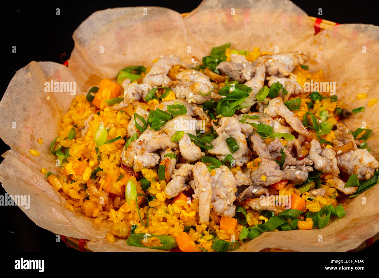 Asian cuisine Fried rice with meat Stock Photo - Alamy