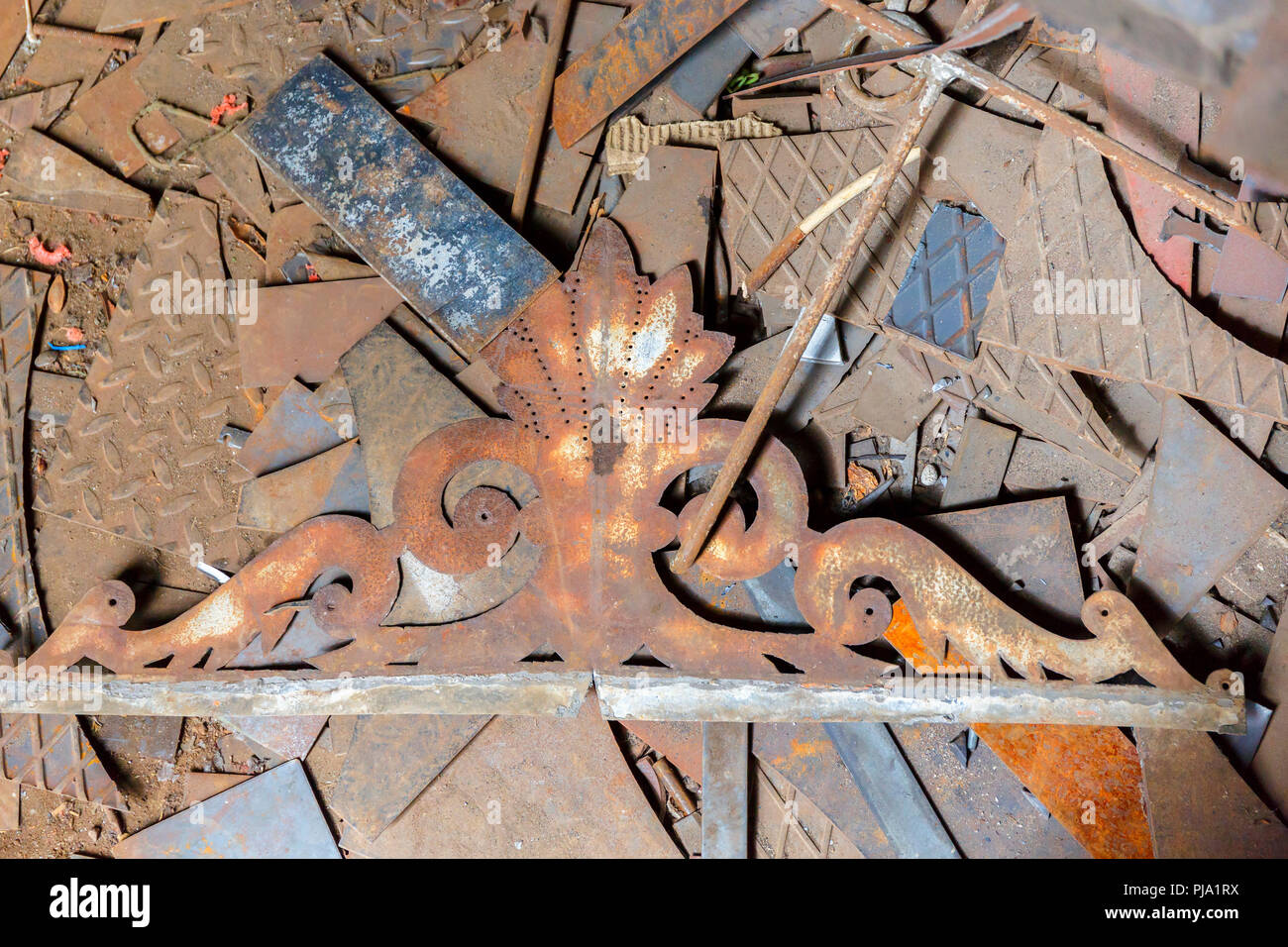 Old rusty metal plates in a workshop Stock Photo - Alamy