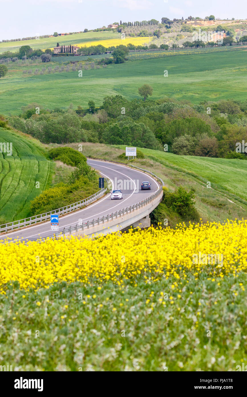 Car traffic on a road bridge in rural landscape Stock Photo - Alamy