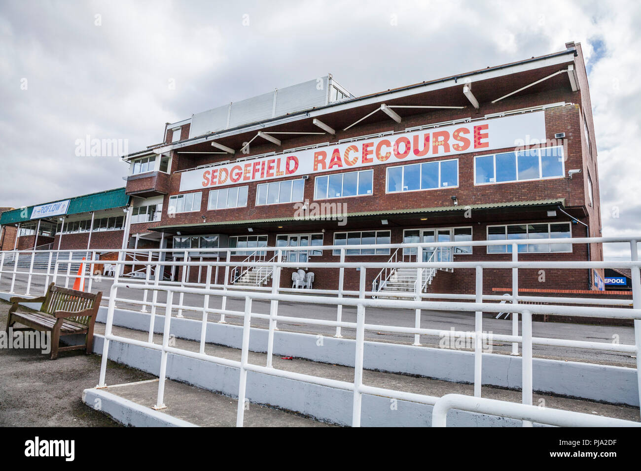 The grandstand at Sedgefield Racecourse at Sedgefield,Co.Durham,England ...