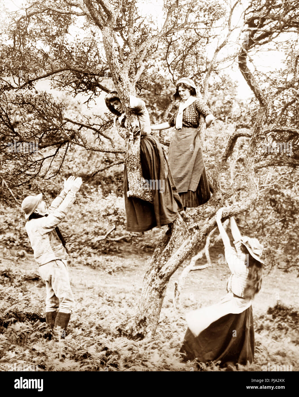 Rural life, adults playing, Victorian period Stock Photo - Alamy