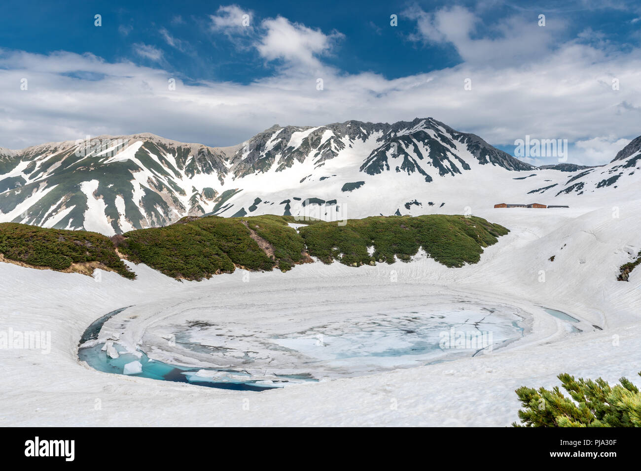 An icey lake in Tatayama Stock Photo - Alamy