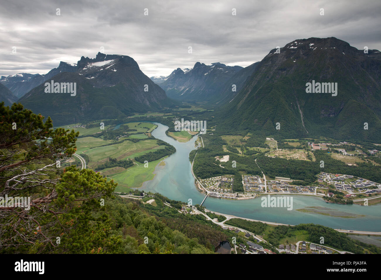 Andalsnes Town and Rauma River from Rampestreken Stock Photo - Alamy
