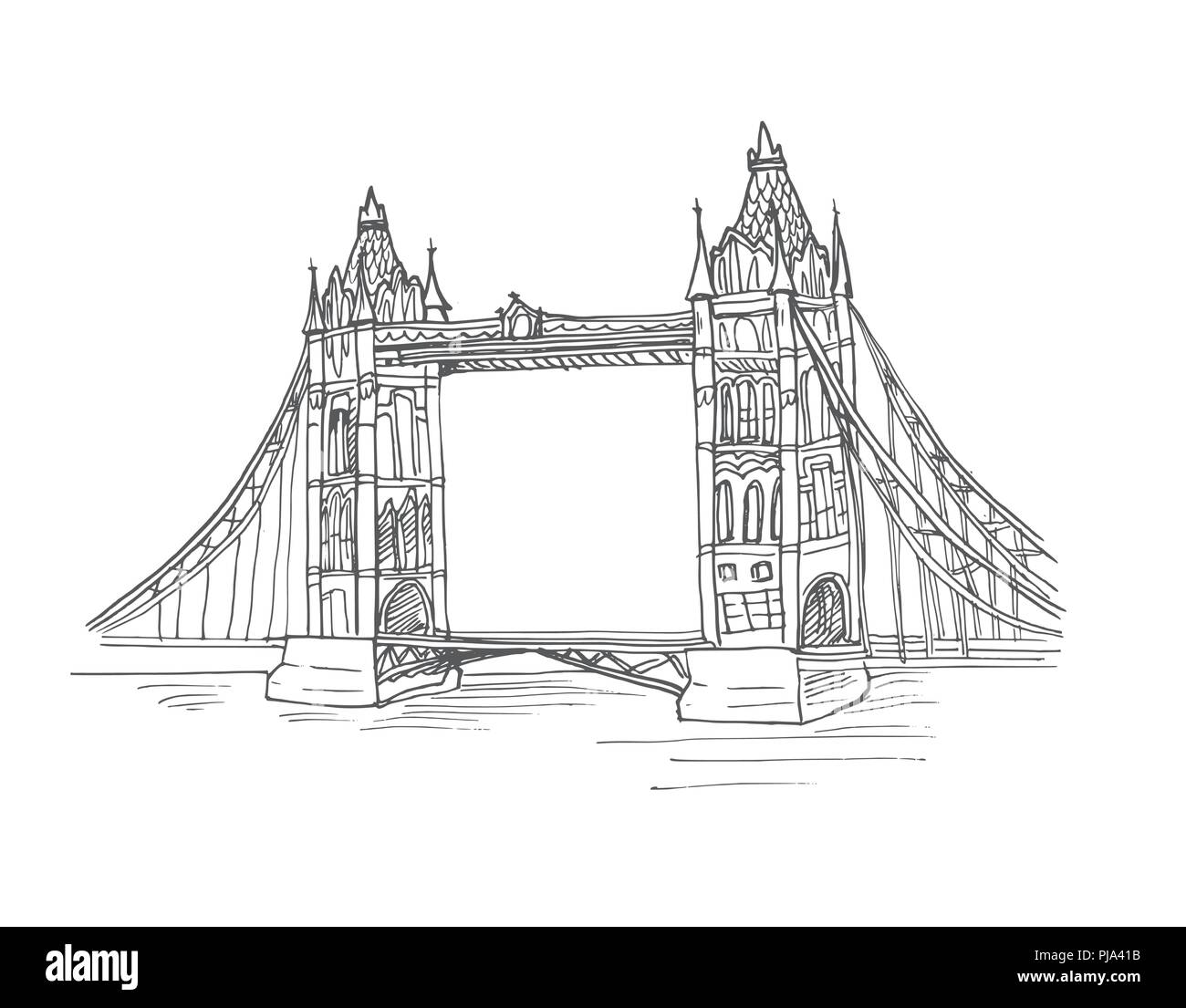 Tower Bridge in flat style isolated on white background Stock Vector ...