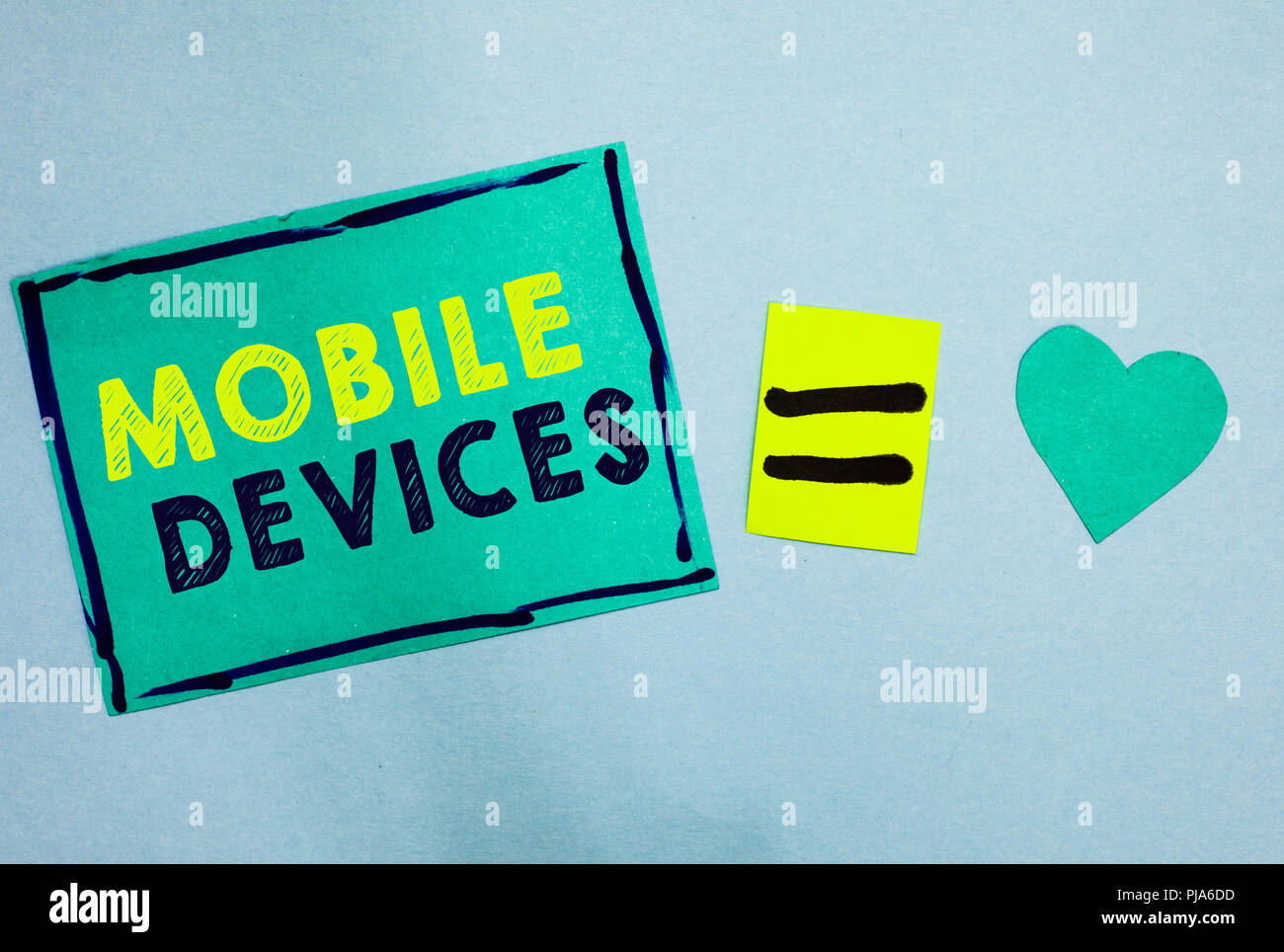 Handwriting text Mobile Devices. Concept meaning A portable computing ...