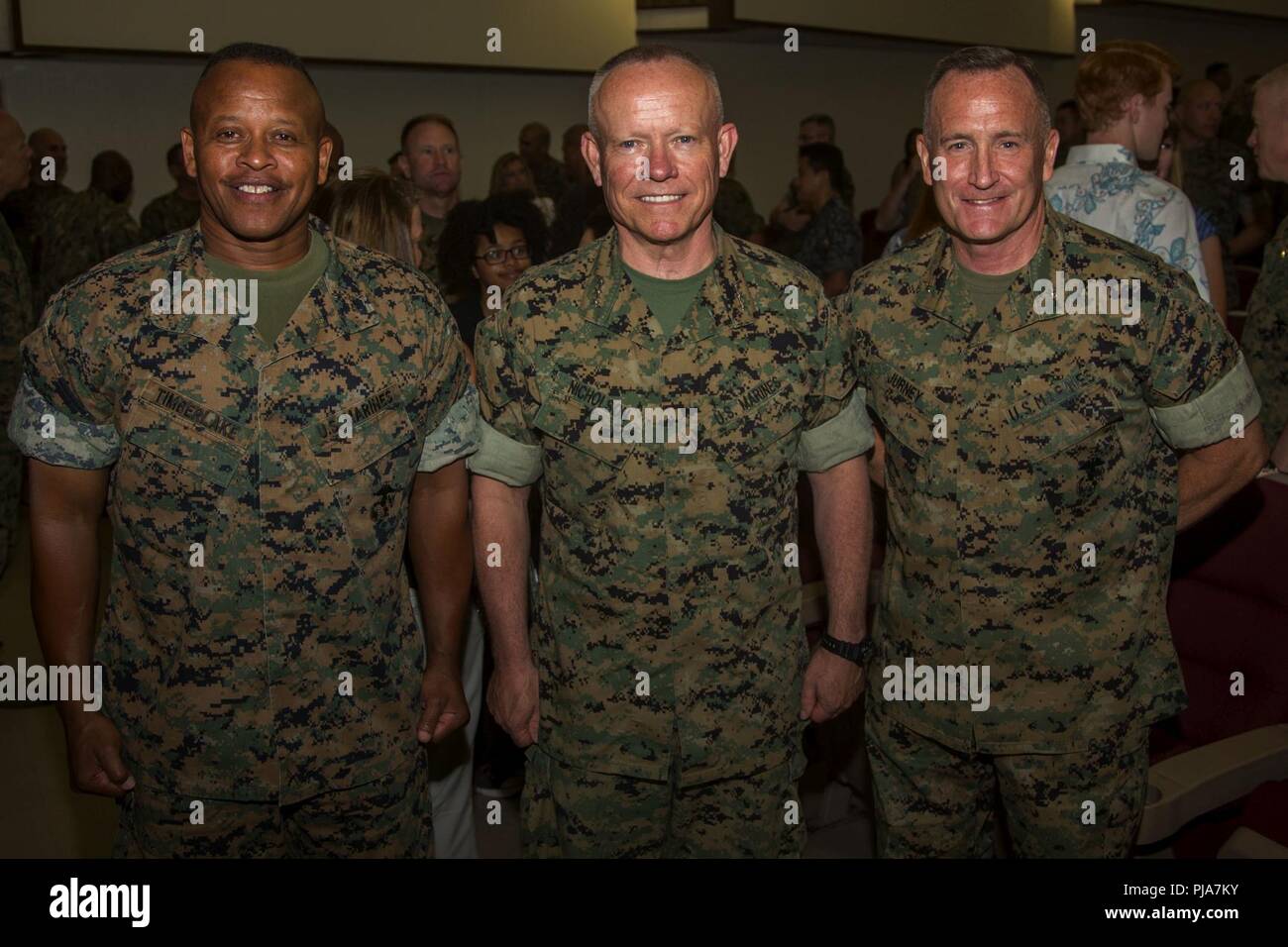 U.S. Marine Corps Maj. Gen. Craig Q. Timberlake, left, the off-going ...