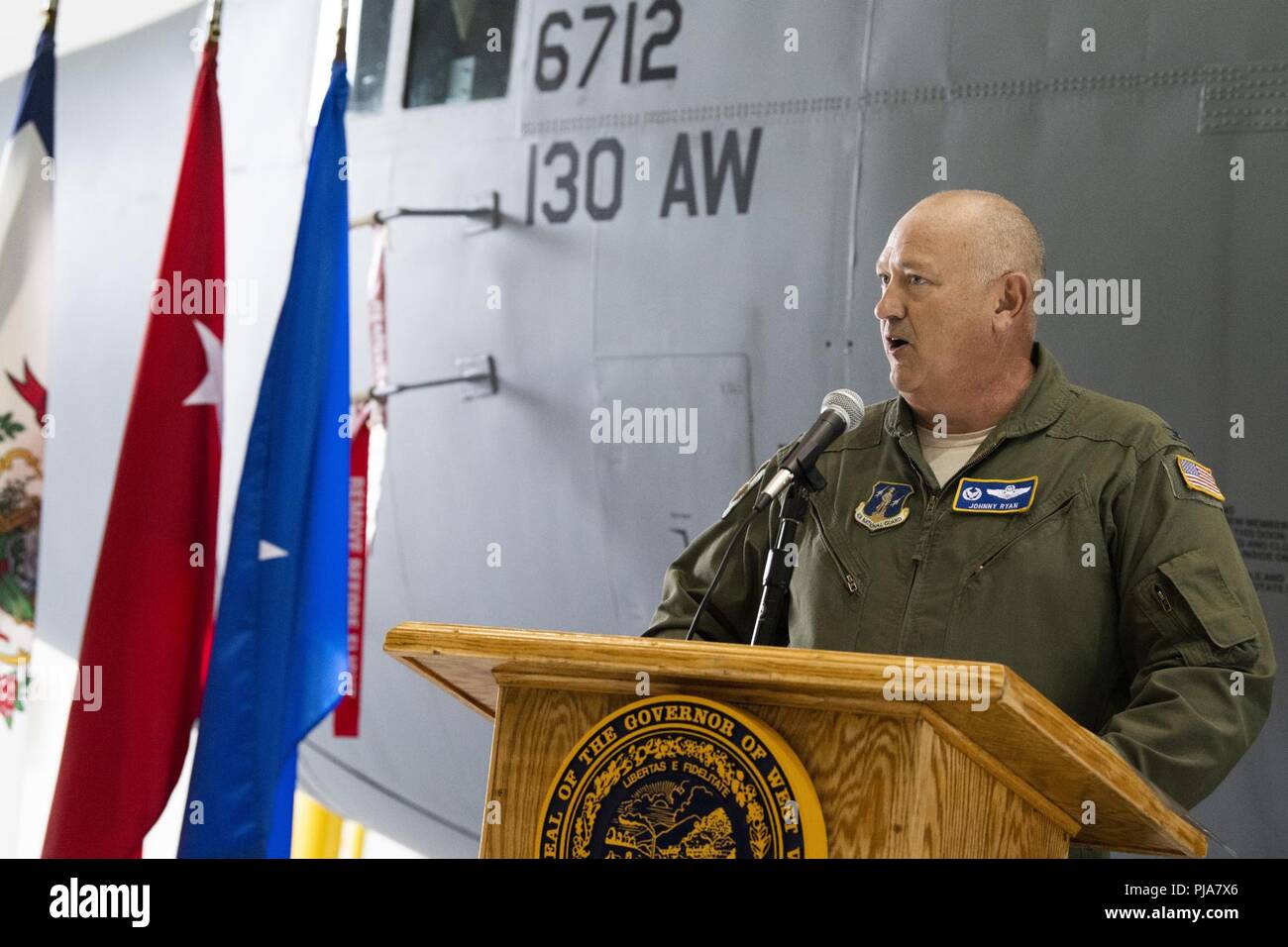 Col. Johnny Ryan, 130th Airlift Wing commander, discusses the ...