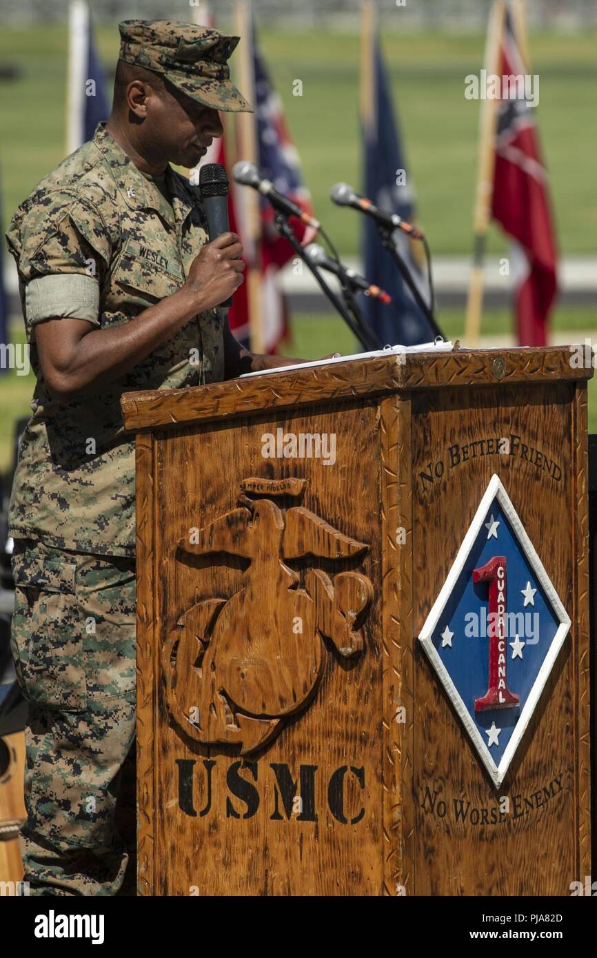 U.S. Navy Capt. Darrell Wesley, division chaplain of the 1st Marine ...
