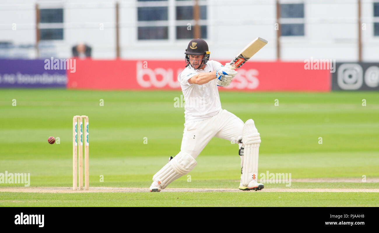 Hove UK 5th September 2018 - Sussex's harry Finch in action against ...