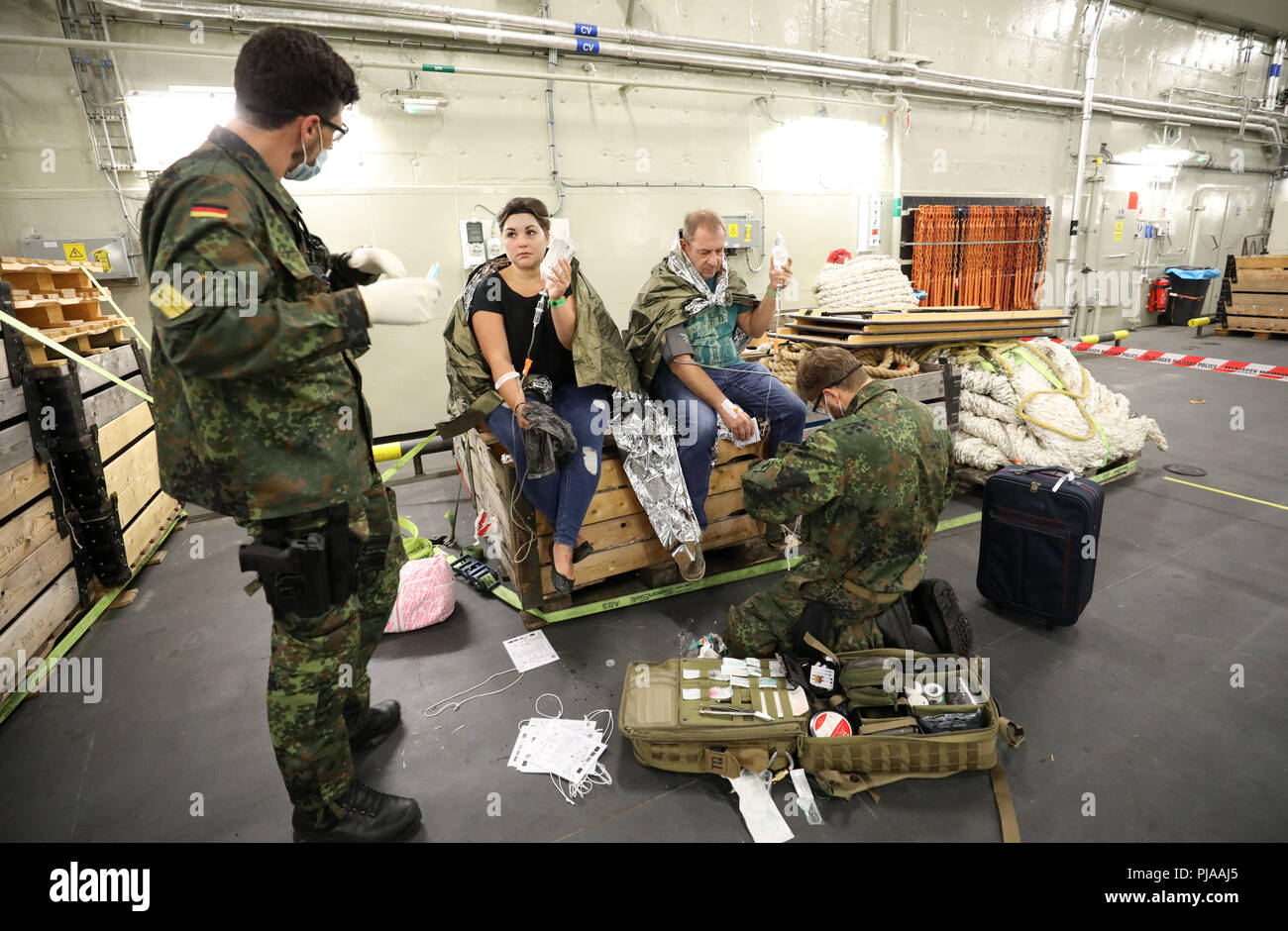 05 Septmeber 2018, Germany, Rostock: On board the Dutch support vessel ...