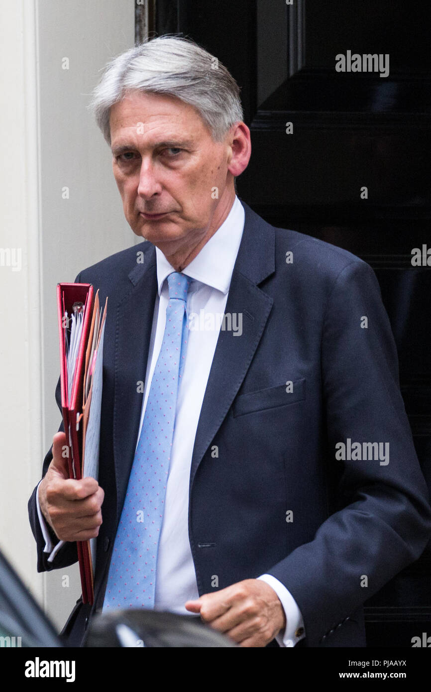 London, UK. 5th September, 2018. Chancellor of the Exchequer Philip ...