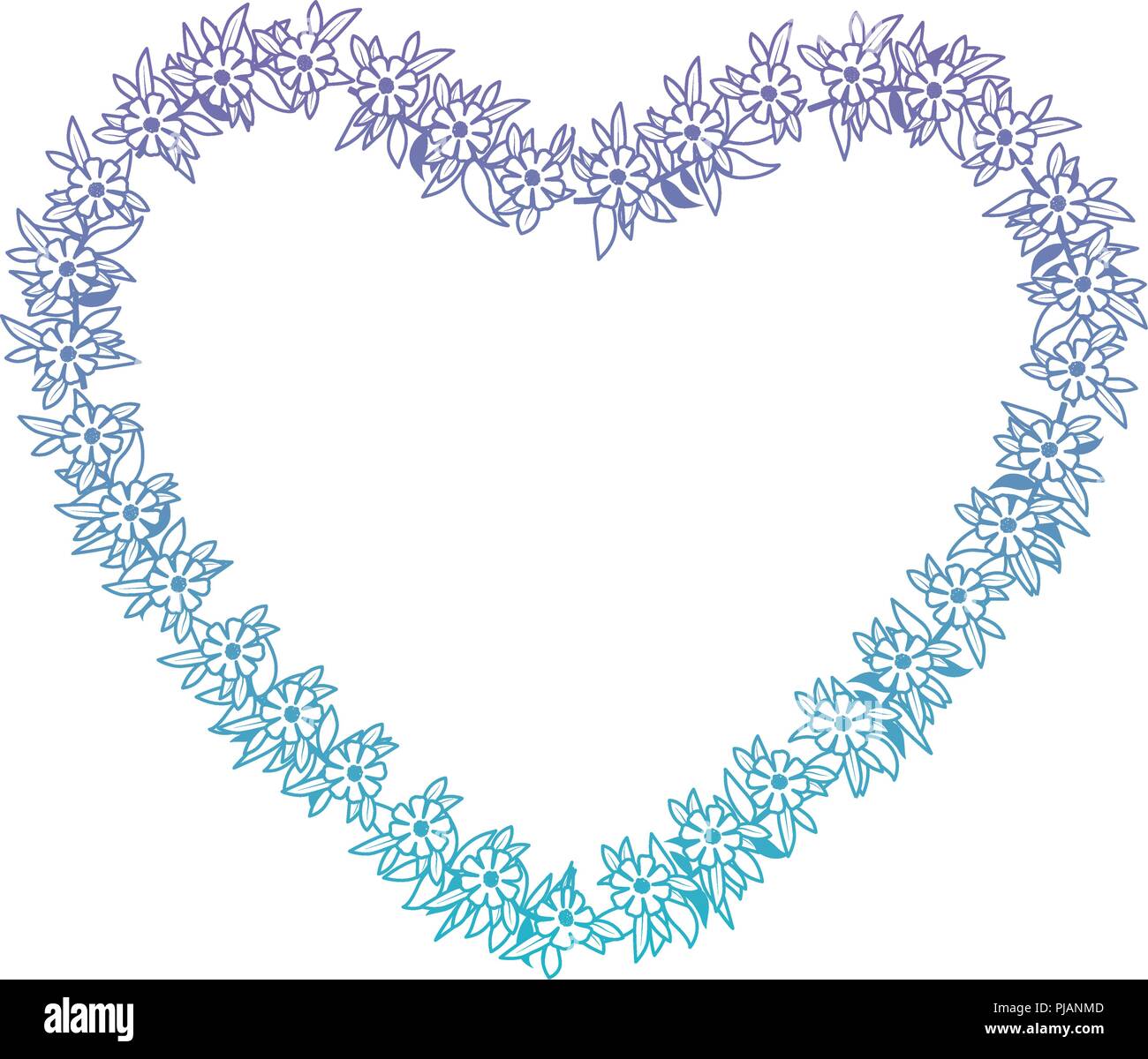 beautiful flower and leafs heart shaped frame Stock Vector Image & Art ...