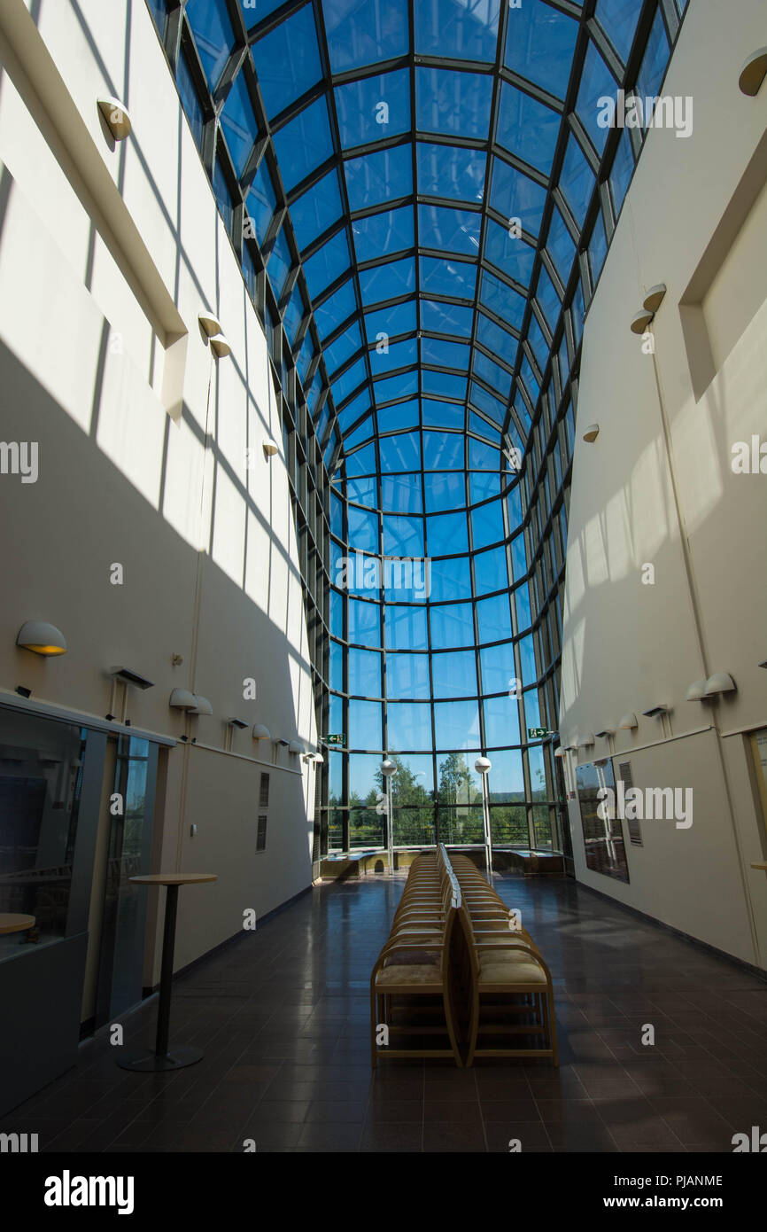Rovaniemi Finland museum looking out onto lake Ounasjoki Science centre ...
