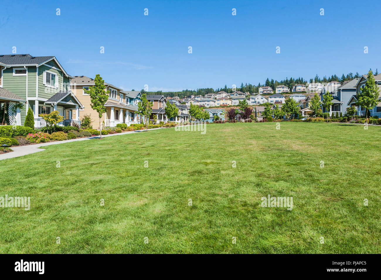 A housing development in the Issaquah Highlands, Washington, USA Stock ...