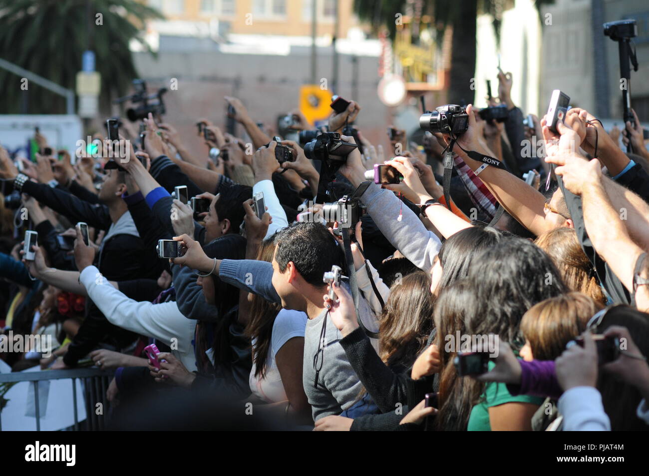 LOS ANGELES - March 17, 2011: Big group of fans and tourists at the ...