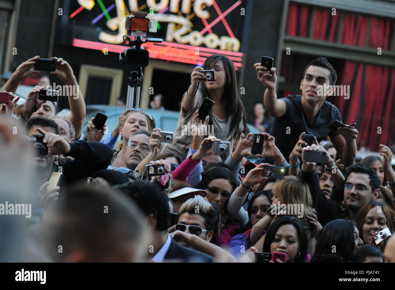LOS ANGELES - March 17, 2011: Big group of fans and tourists at the ...