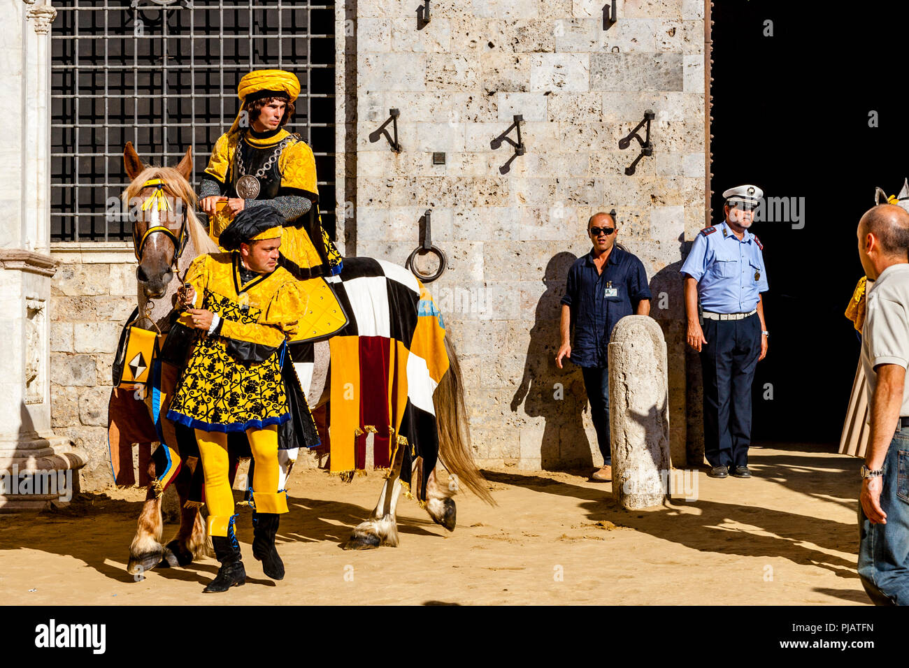 The Aquila (Eagle) Contrada With Their Ceremonial Horse In The Piazza ...