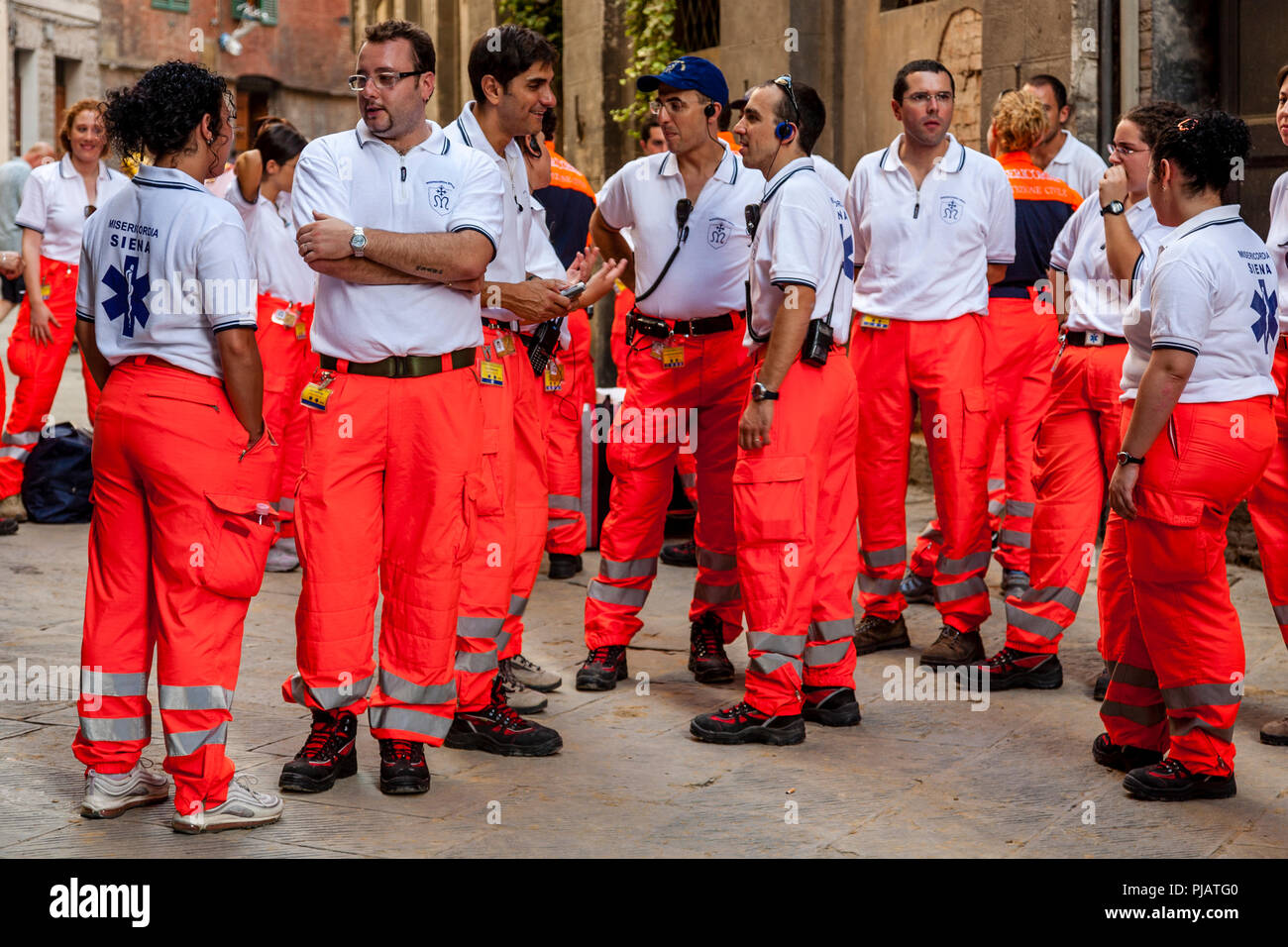 A Group Of Paramedics Wait Outside The Piazza Del Campo During The ...