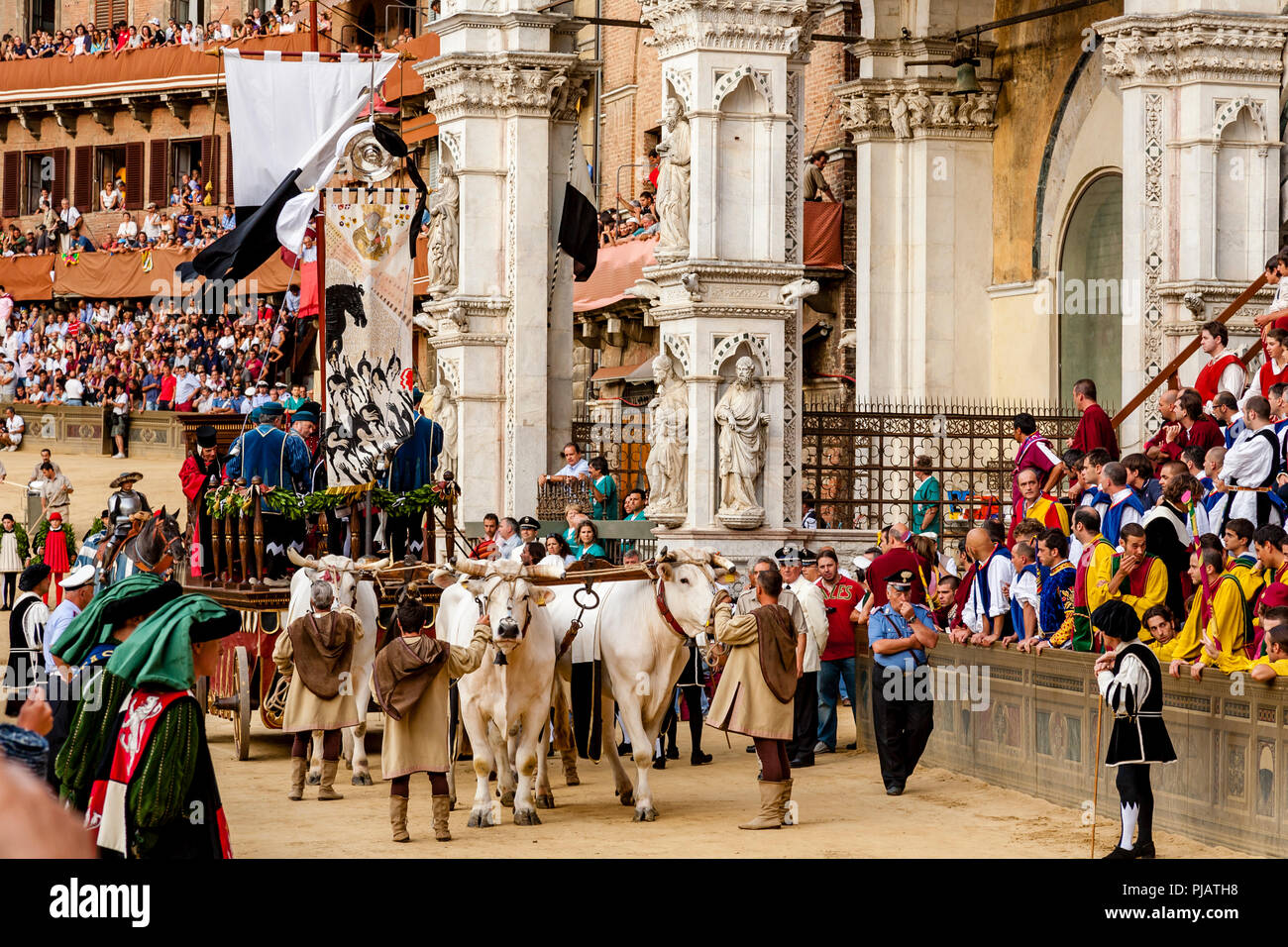 The ‘Palio’ Silk Banner Is Paraded Aroung The Square During The Corteo ...