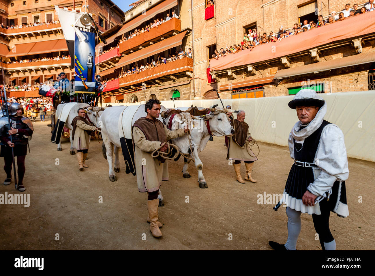 The Palio Silk Banner Is Paraded Around The Square During The Corteo ...