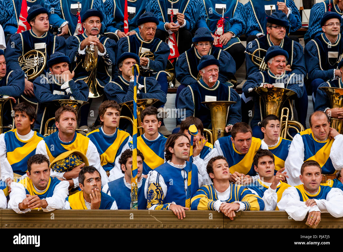 Colourfully Dressed Musicians and Contrada Members Wait Nervously For ...