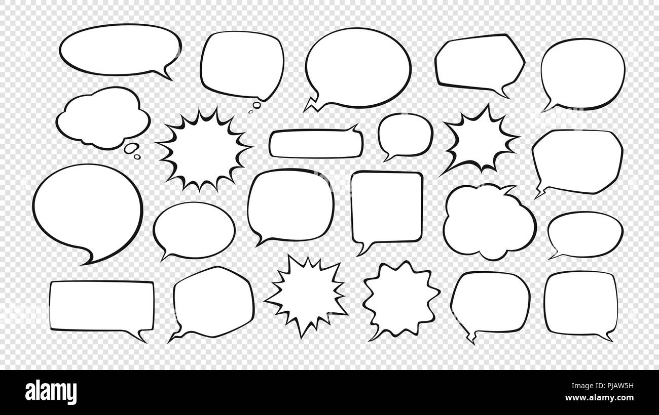 Set of comic speech bubbles. Cartoon vector illustration Stock Vector ...
