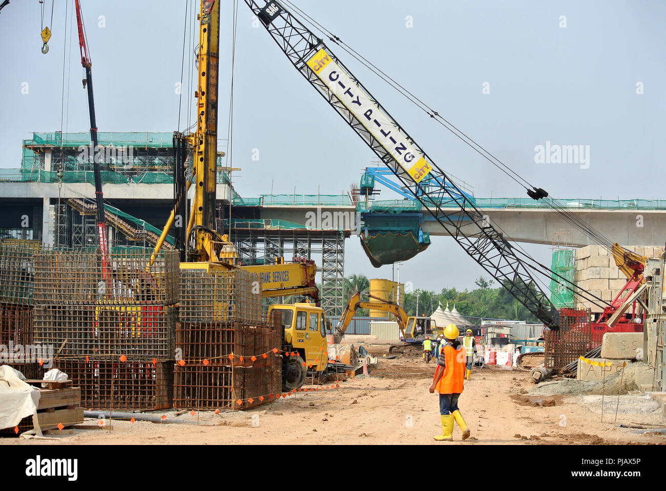 Construction site on progress at site. The construction of the building ...