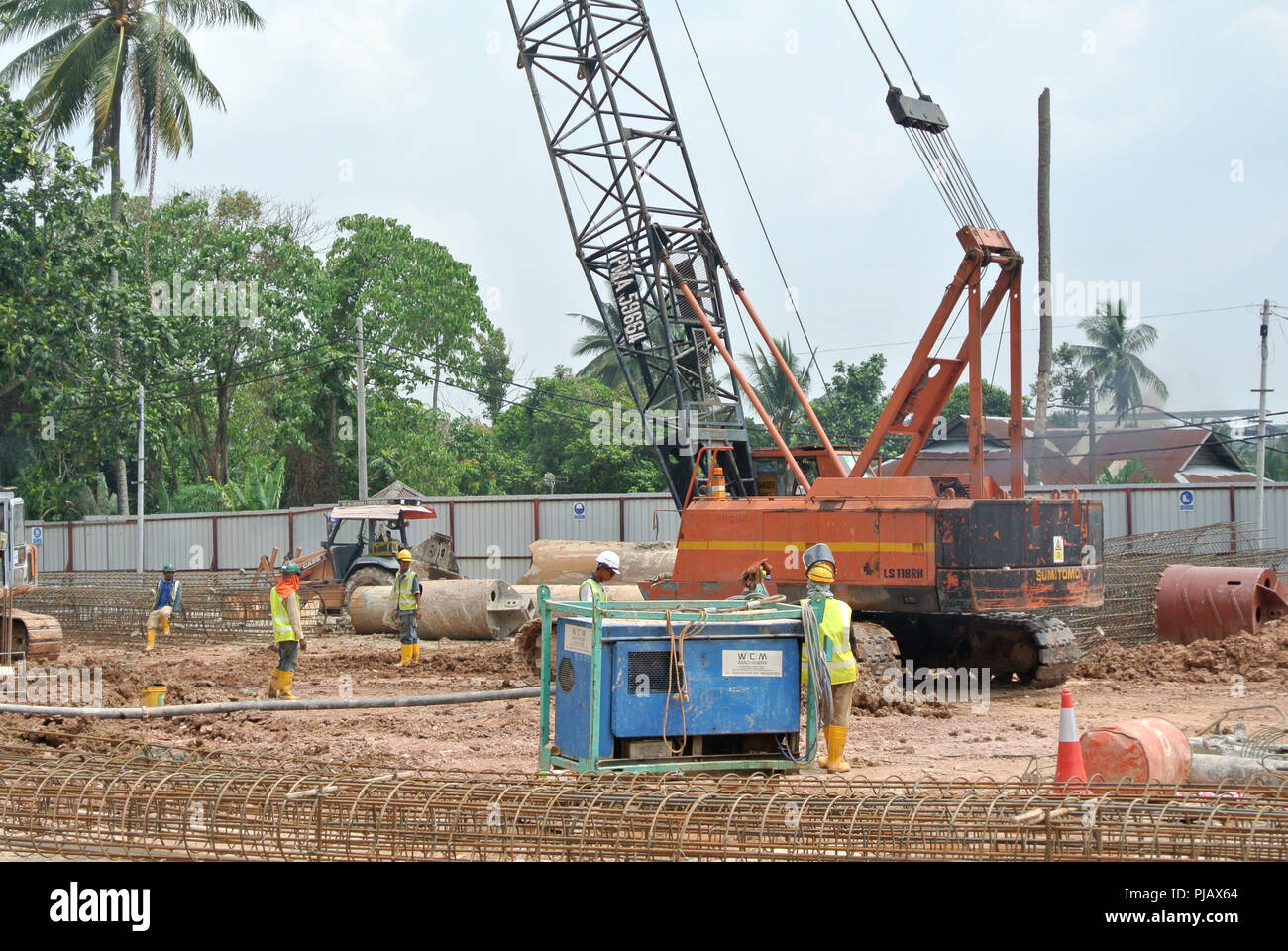 Construction site on progress at site. The construction of the building ...