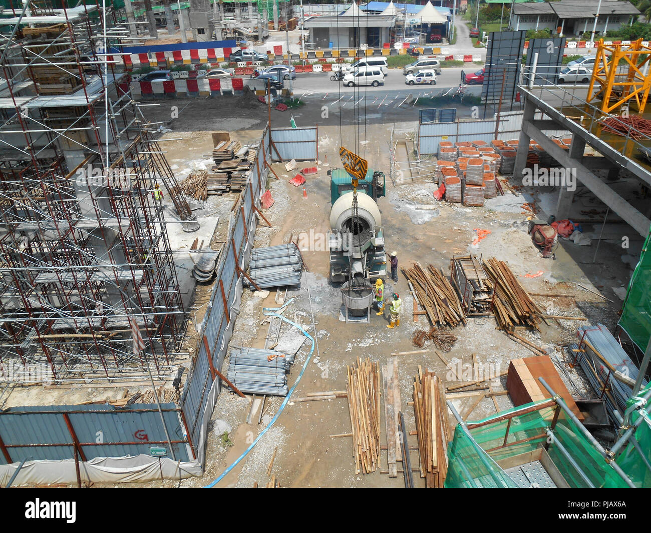 Construction site on progress at site. The construction of the building ...