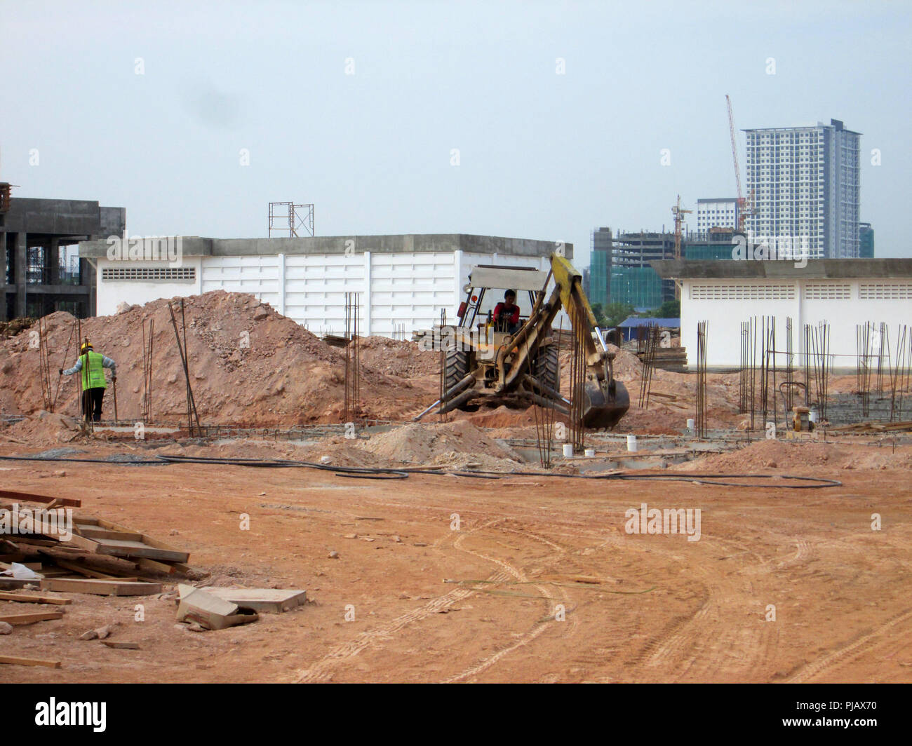Construction site on progress at site. The construction of the building ...