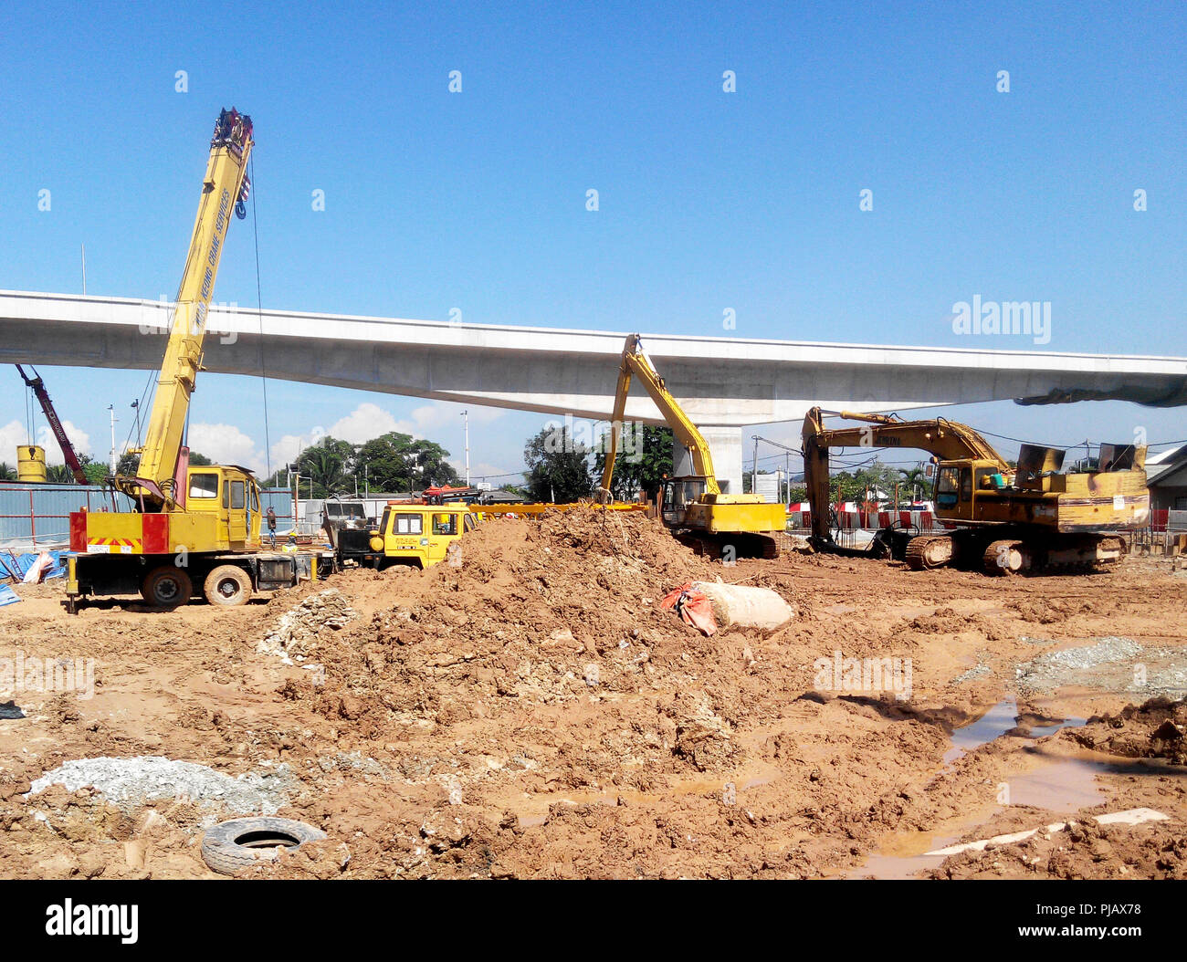 Construction site on progress at site. The construction of the building ...