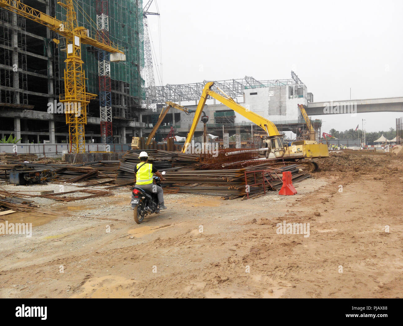 Construction site on progress at site. The construction of the building ...