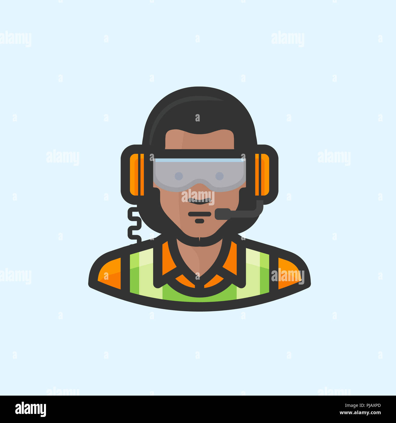 African american woman with goggles, headset and reflective vest Stock ...