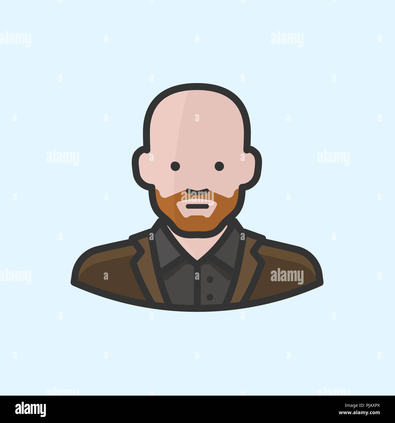 Caucasian bald man with red beard in sweater Stock Photo - Alamy
