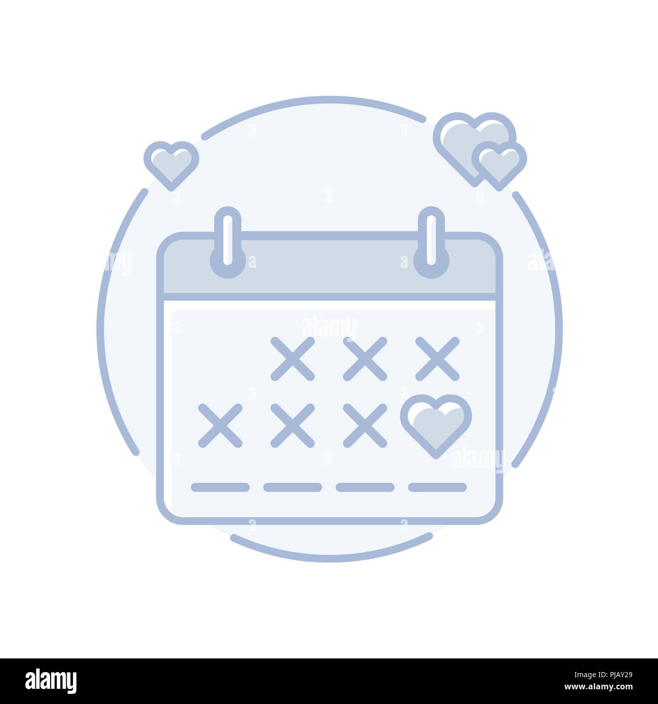 Calendar with hearts and dates crossed off Stock Photo - Alamy