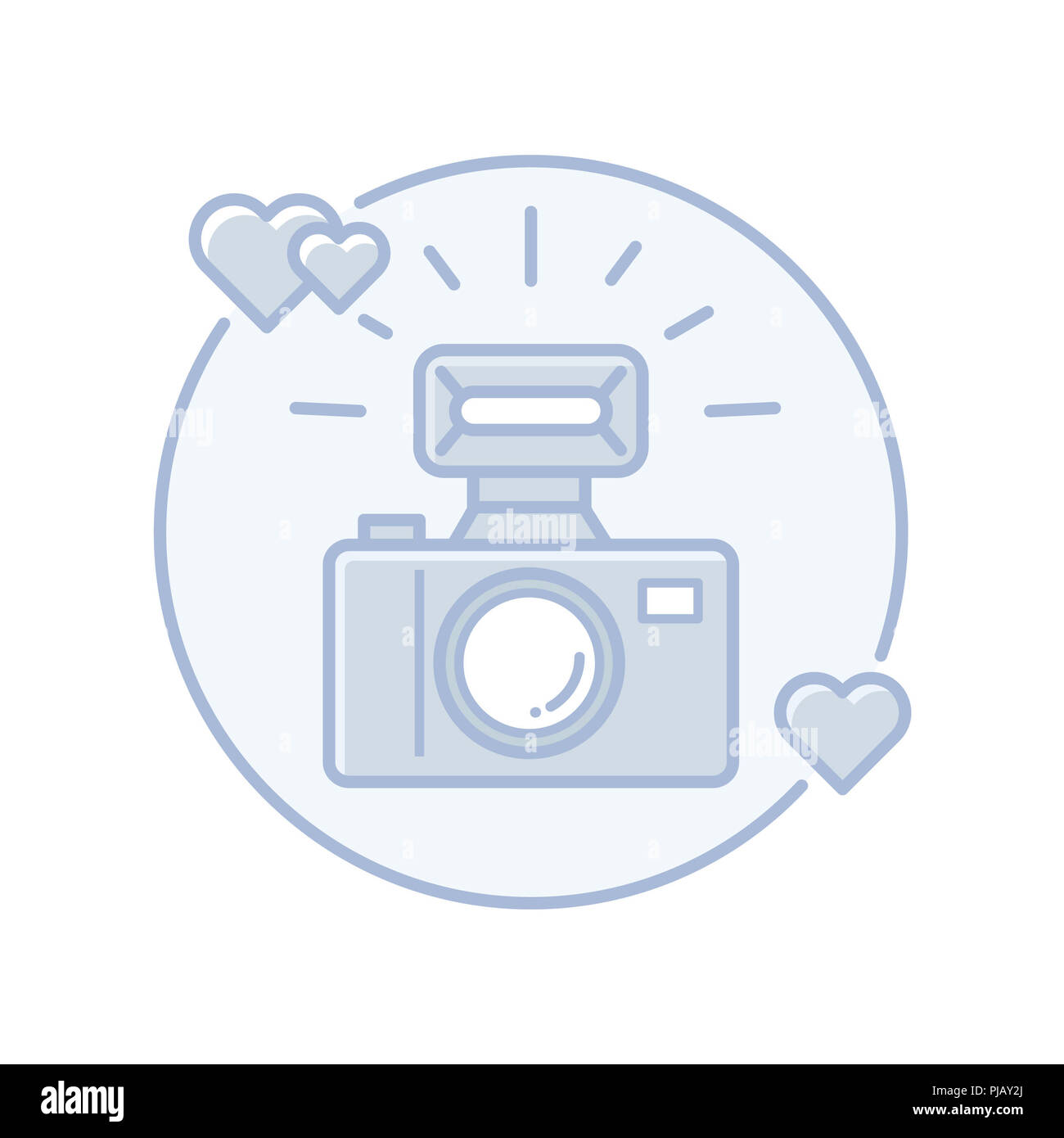 Camera with flash with hearts Stock Photo - Alamy